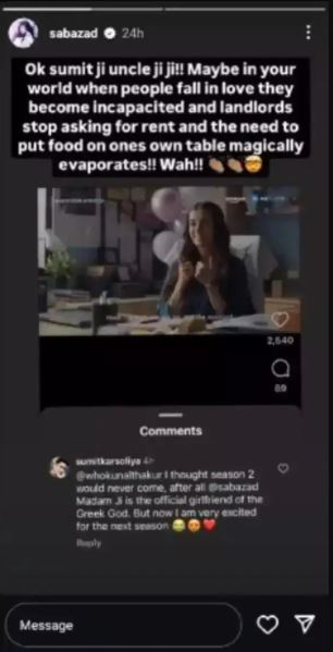 Saba Azad Hits Back At “Uncle Ji” Who Said She Doesn’t Need To Work As ...